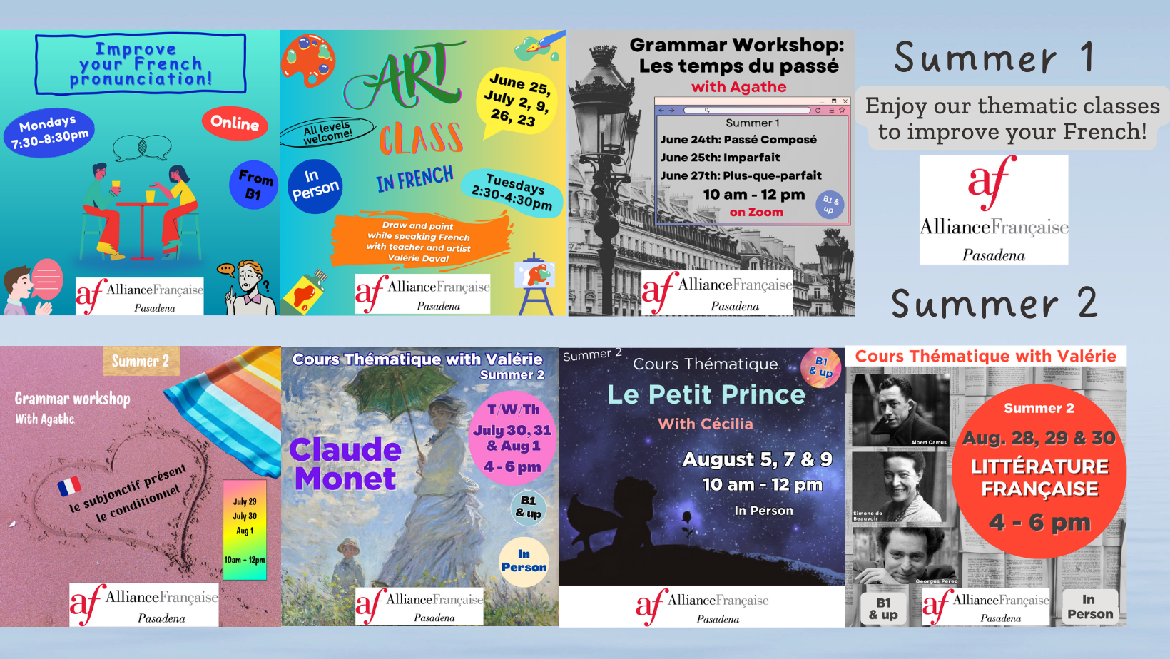 Thematic Courses and Workshops | Alliance française de Pasadena